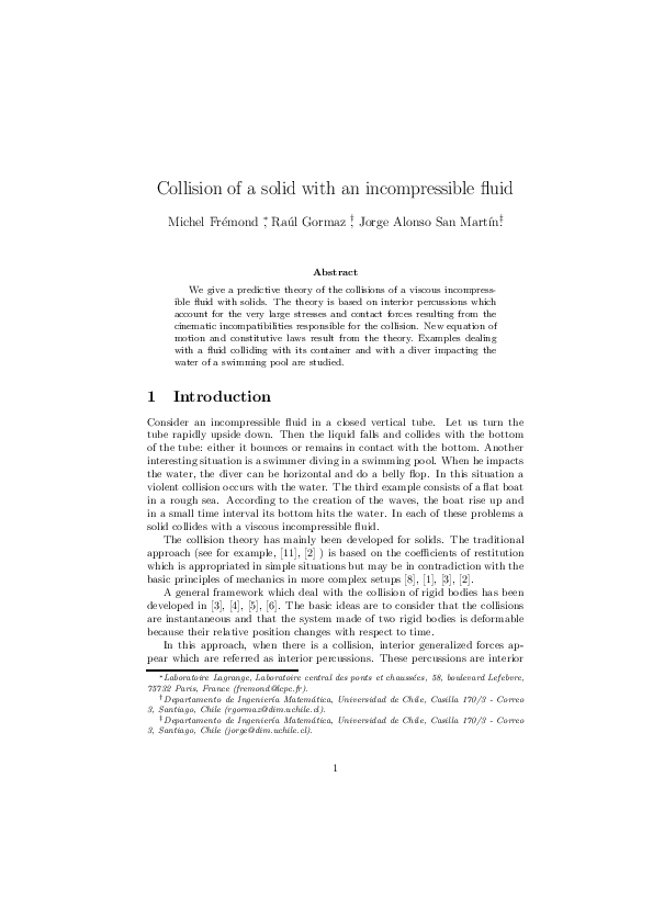(PDF) Collision of a Solid with an Incompressible Fluid | raul gormaz ...