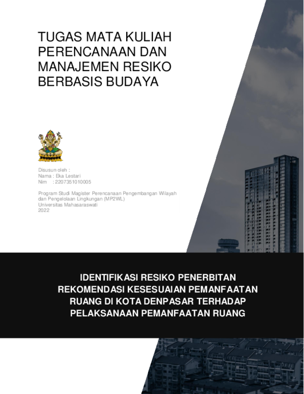 (PDF) IDENTIFIKSI RESIKO PENERBITAN KKPR TERHADAP PELAKSANAAN ...