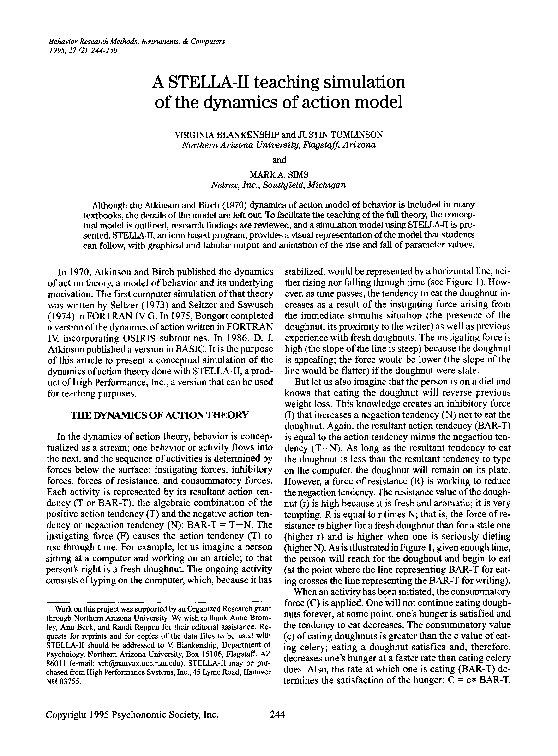 (PDF) A STELLA-II teaching simulation of the dynamics of action model