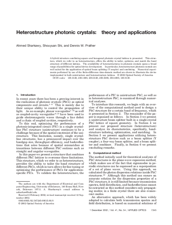 (PDF) Heterostructure photonic crystals: theory and applications