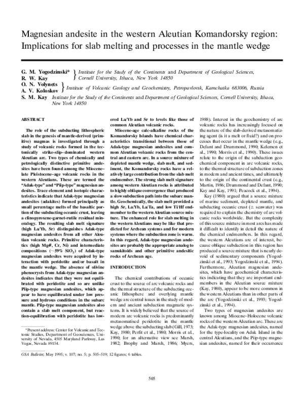 (PDF) Magnesian andesite in the western Aleutian Komandorsky region ...
