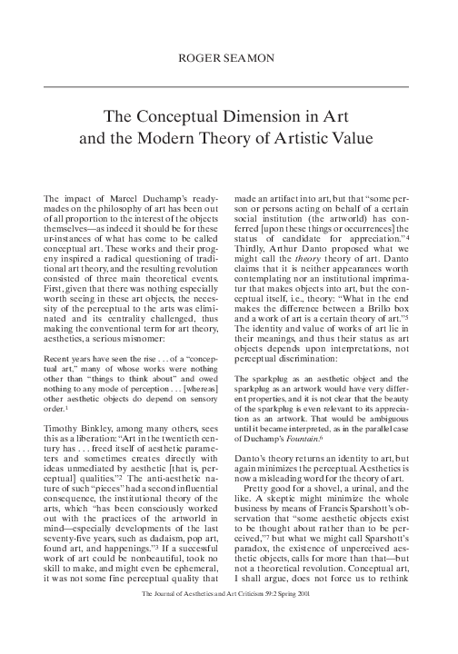 (PDF) The Conceptual Dimension in Art and the Modern Theory of Artistic ...