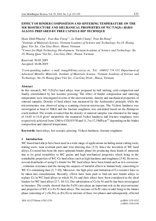 (PDF) EFFECT OF BINDER COMPOSITION AND SINTERING TEMPERATURE ON THE MICROSTRUCTURE AND ...