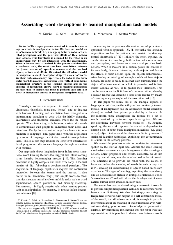 (PDF) Associating word descriptions to learned manipulation task models | José Victor - Academia.edu