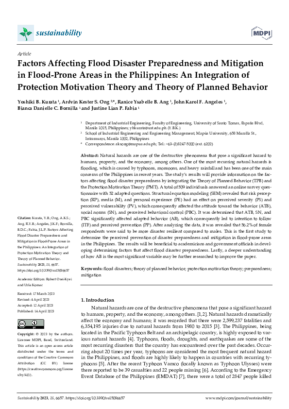 (PDF) Factors Affecting Flood Disaster Preparedness and Mitigation in Flood-Prone Areas in the ...