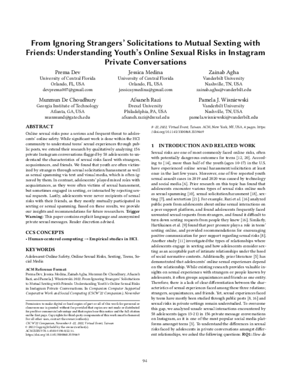 (PDF) From Ignoring Strangers’ Solicitations to Mutual Sexting with ...