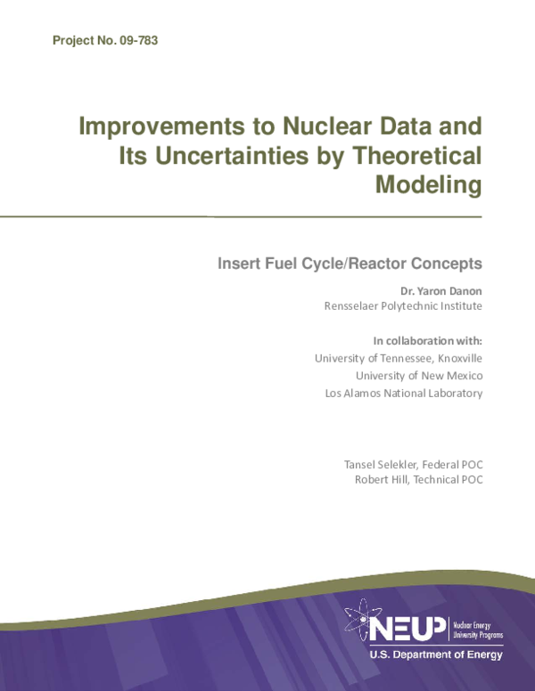(PDF) Improvements of Nuclear Data and Its Uncertainties by Theoretical ...