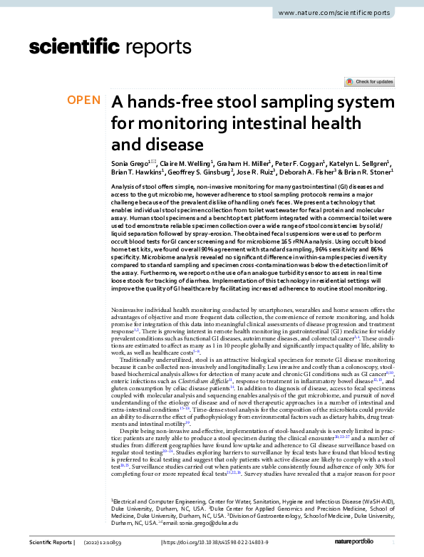 (PDF) A hands-free stool sampling system for monitoring intestinal ...