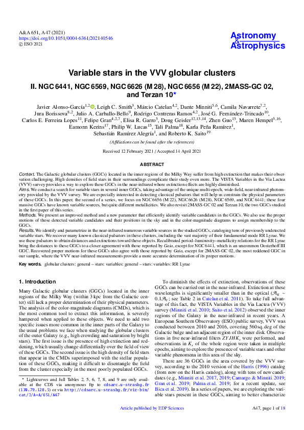 (PDF) Variable stars in the VVV globular clusters | Maren Hempel - Academia.edu