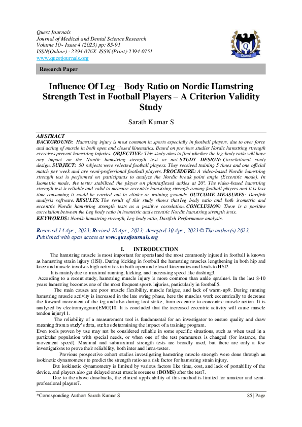 (PDF) Influence Of Leg -Body Ratio on Nordic Hamstring Strength Test in ...