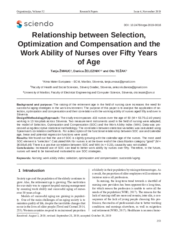 Pdf Relationship Between Selection Optimization And Compensation And 8099
