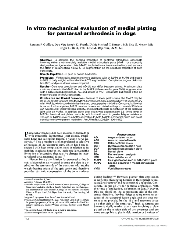 (PDF) In vitro mechanical evaluation of medial plating for pantarsal ...