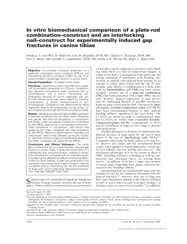 (PDF) In vitro biomechanical comparison of a plate-rod combination ...