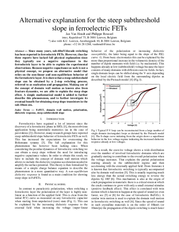 (PDF) Physical Model for the Steep Subthreshold Slope in Ferroelectric FETs