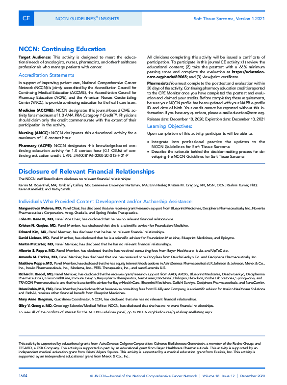 (PDF) NCCN Guidelines Insights: Soft Tissue Sarcoma, Version 1.2021