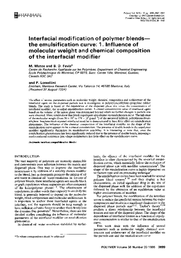 (PDF) Interfacial modification of polymer blends—the emulsification ...