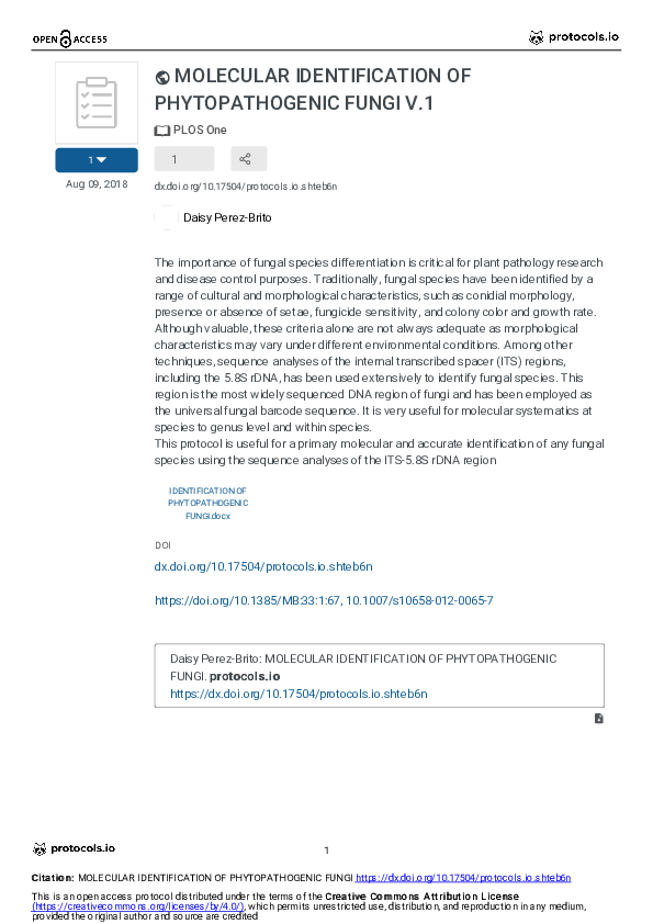 (PDF) MOLECULAR IDENTIFICATION OF PHYTOPATHOGENIC FUNGI v1