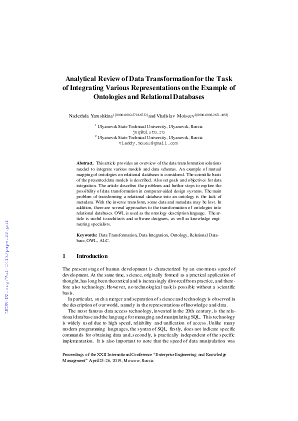 Pdf Analytical Review Of Data Transformation For The Task Of Integrating Various