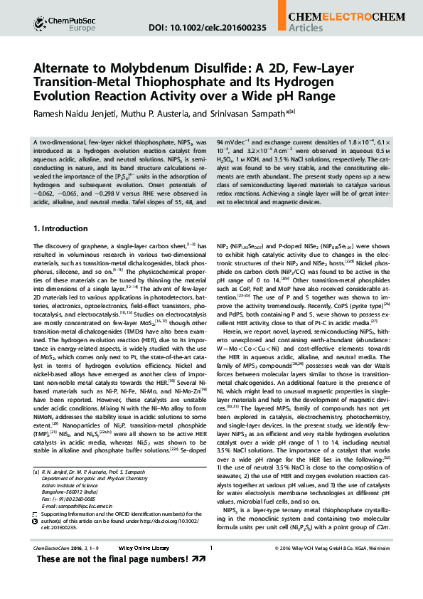 (PDF) Alternate to Molybdenum Disulfide: A 2D, Few-Layer Transition ...