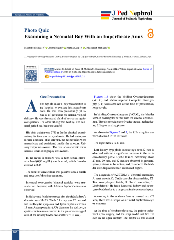 (PDF) Examining a Neonatal Boy With an Imperforate Anus | Journal of ...