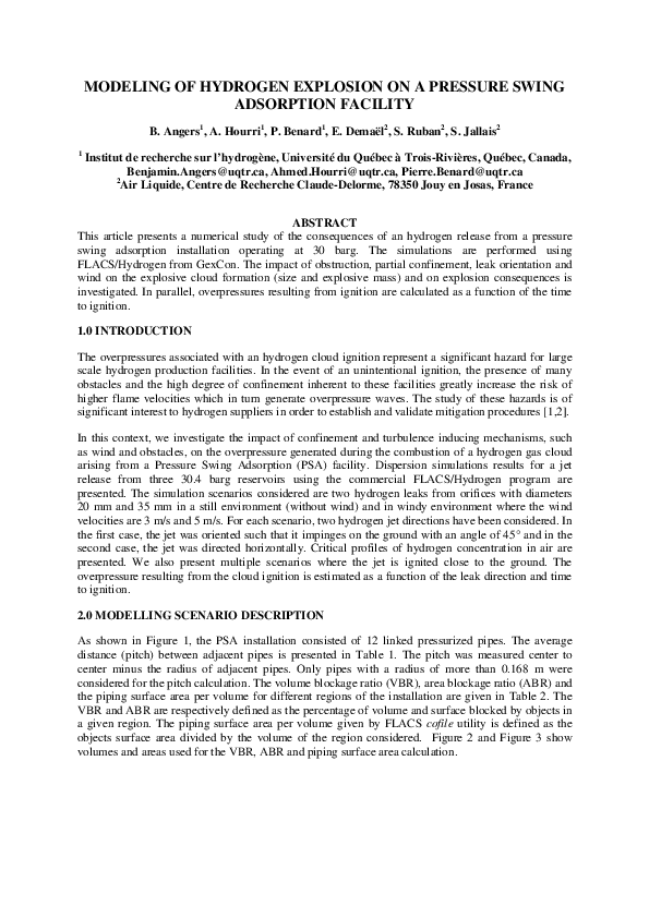 (PDF) Modeling of hydrogen explosion on a pressure swing adsorption ...