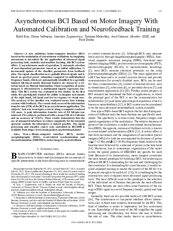 (PDF) Asynchronous BCI Based on Motor Imagery With Automated ...