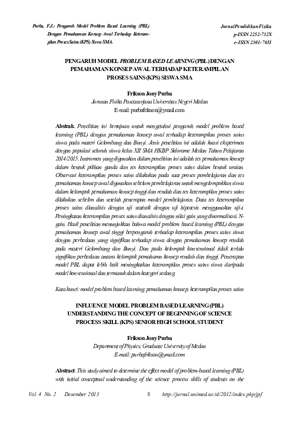 (PDF) Influence Model Problem Based Learning (PBL) Understanding the ...