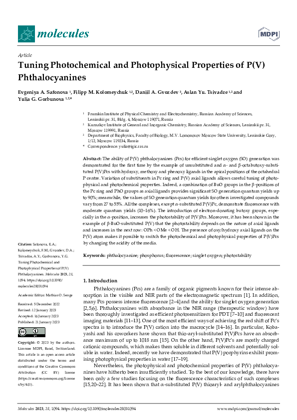 (PDF) Tuning Photochemical and Photophysical Properties of P(V ...