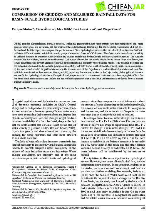 (PDF) Comparison of Gridded and Measured Rainfall Data for Basin-scale ...