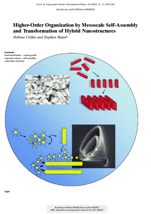 (PDF) Higher-Order Organization by Mesoscale Self-Assembly and Transformation of Hybrid ...