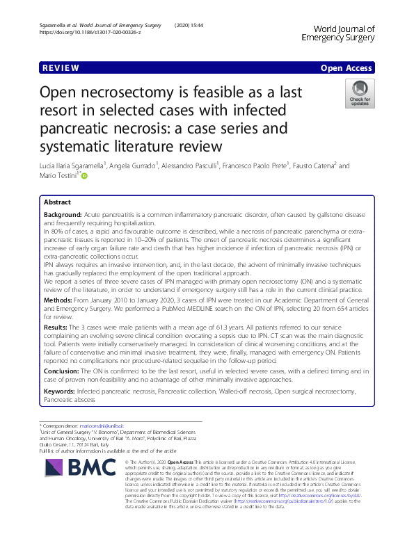 (PDF) Open necrosectomy is feasible as a last resort in selected cases ...