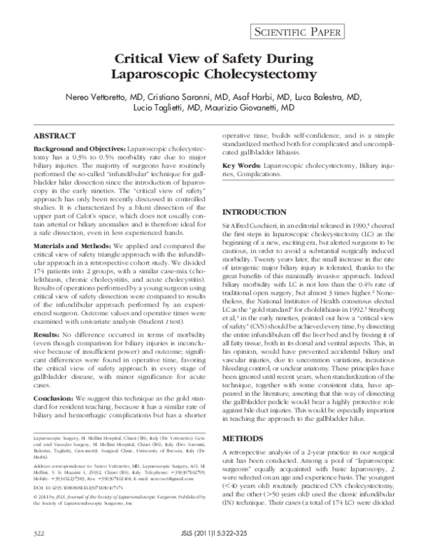 (PDF) Critical View of Safety During Laparoscopic Cholecystectomy