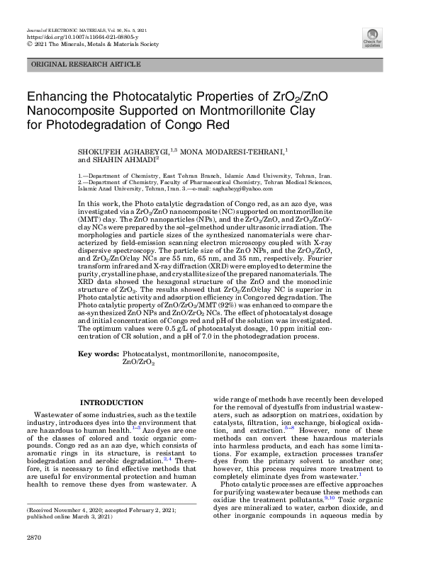 (PDF) Enhancing the Photocatalytic Properties of ZrO2/ZnO Nanocomposite ...