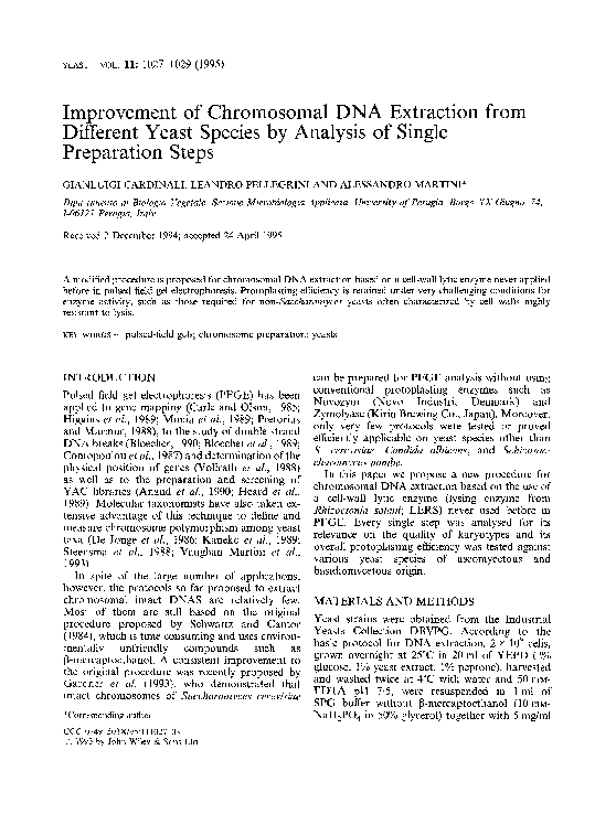 (PDF) Improvement of chromosomal DNA extraction from different yeast ...