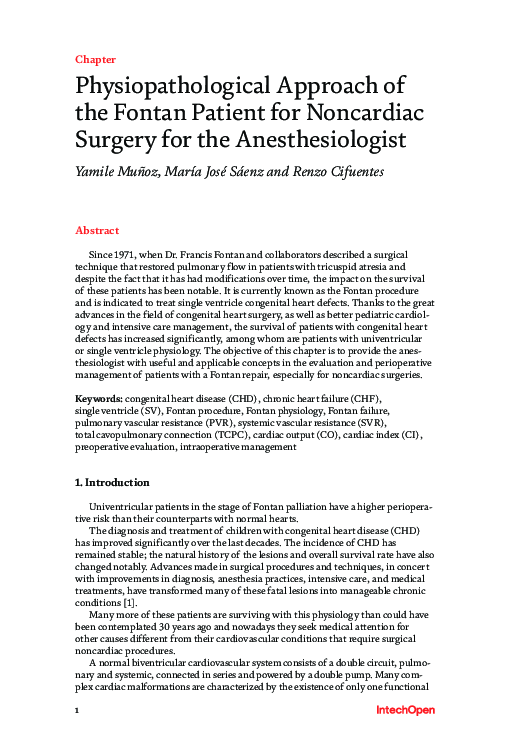 (PDF) Physiopathological Approach of the Fontan Patient for Noncardiac ...