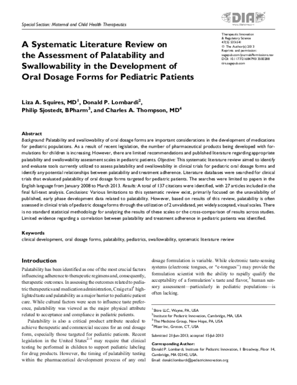 (PDF) A Systematic Literature Review on the Assessment of Palatability ...