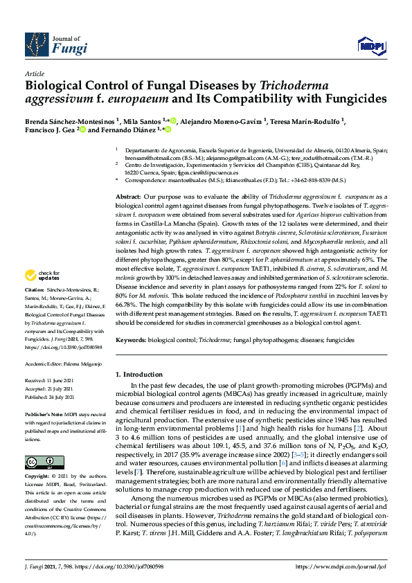 (PDF) Biological Control of Fungal Diseases by Trichoderma aggressivum ...