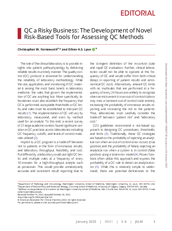 (PDF) QC a Risky Business: The Development of Novel Risk-Based Tools ...