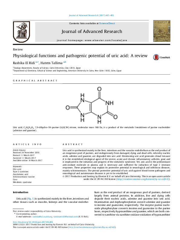 (PDF) Physiological functions and pathogenic potential of uric acid: A ...