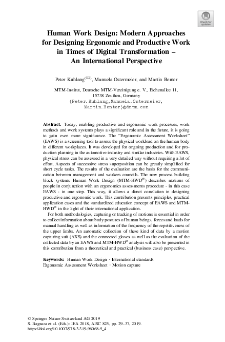 (PDF) Human Work Design: Modern Approaches for Designing Ergonomic and ...