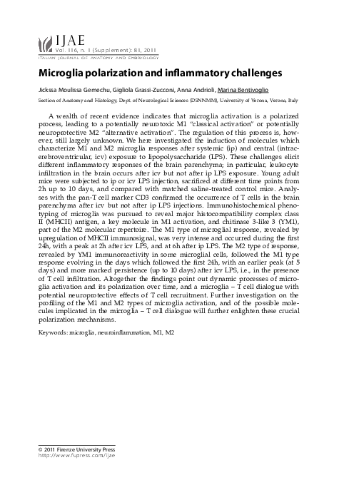 (PDF) Microglia polarization and inflammatory challenges