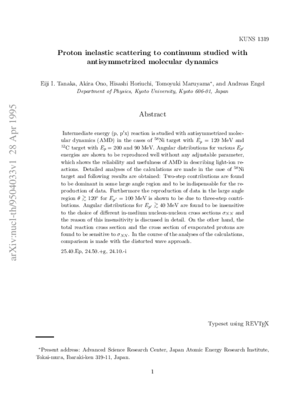 (PDF) Proton inelastic scattering to continuum studied with ...