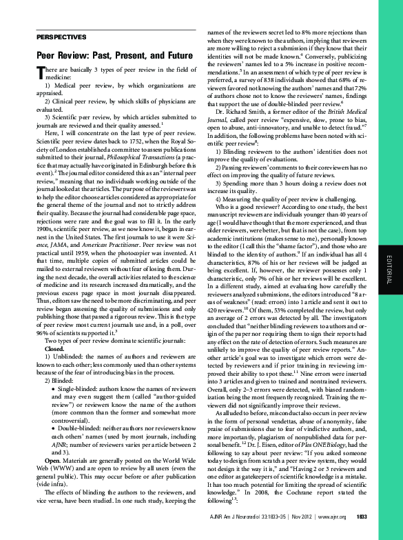(PDF) Peer Review: Past, Present, and Future