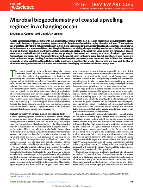 (PDF) Microbial biogeochemistry of coastal upwelling regimes in a ...