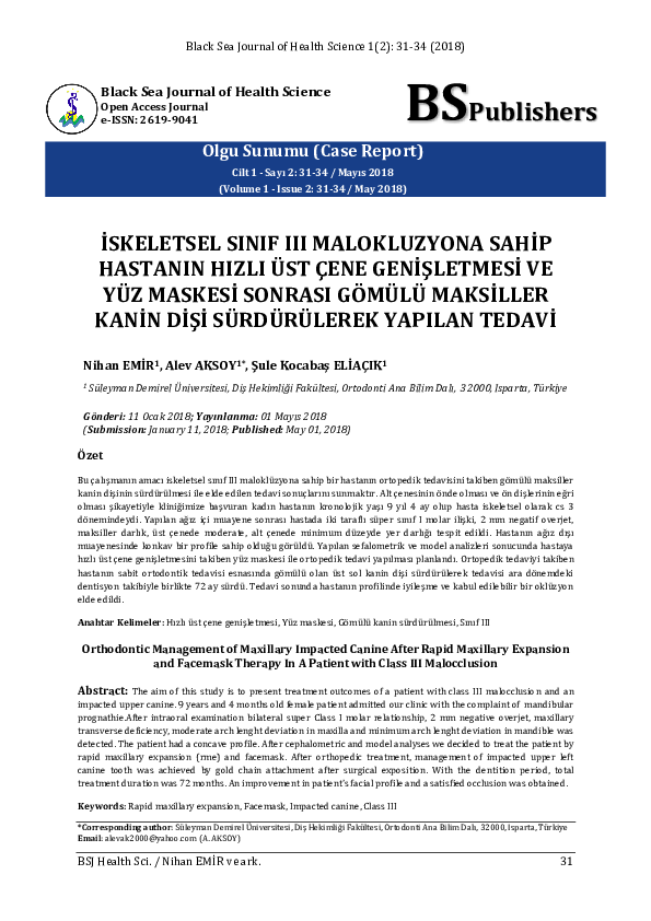 (PDF) Orthodontic Management of Maxillary Impacted Canine After Rapid ...