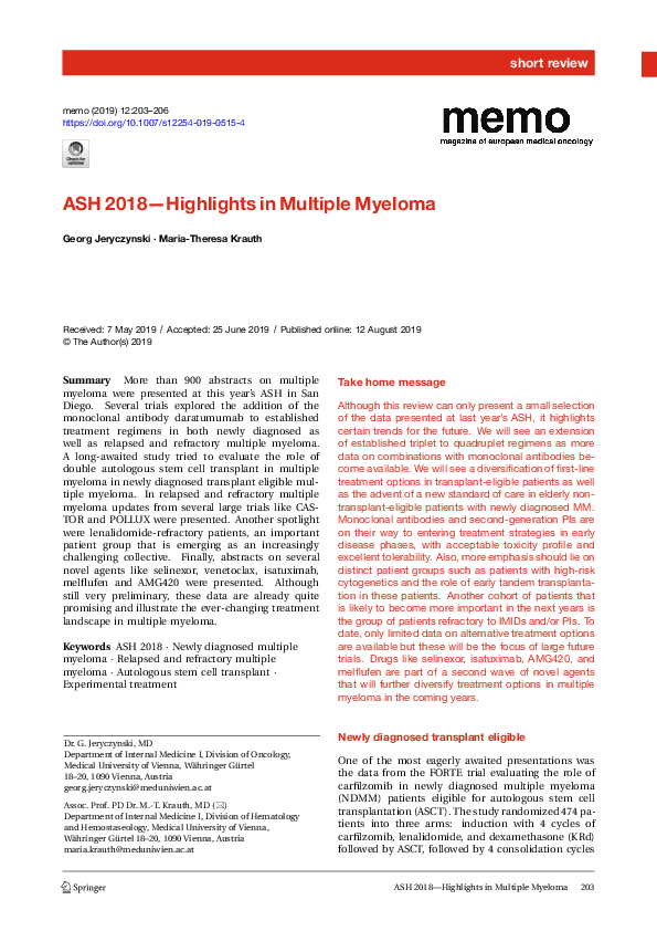 (PDF) Treatment of Relapsed/Refractory Multiple Myeloma