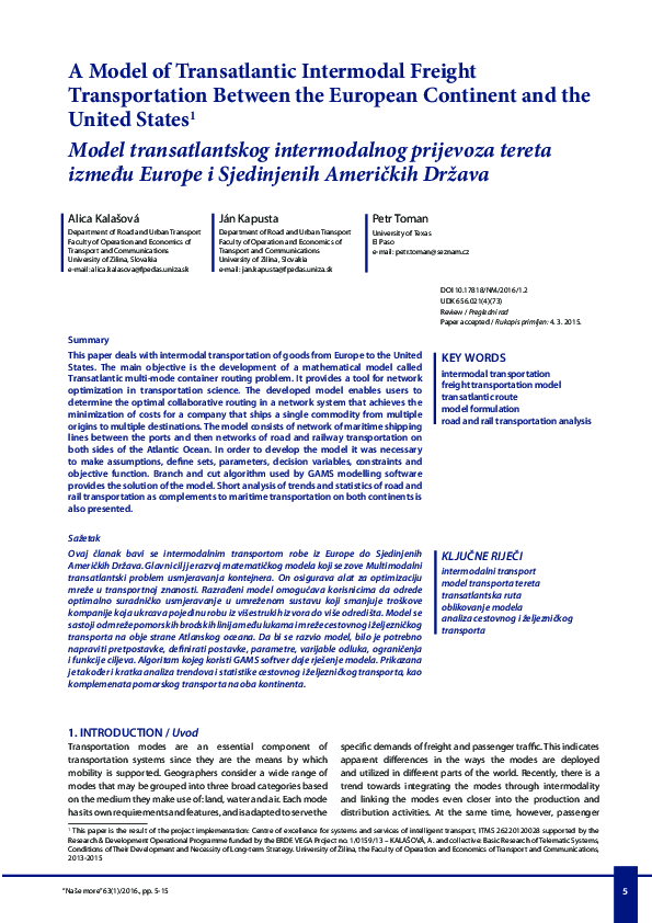 (PDF) A Model of Transatlantic Intermodal Freight Transportation ...