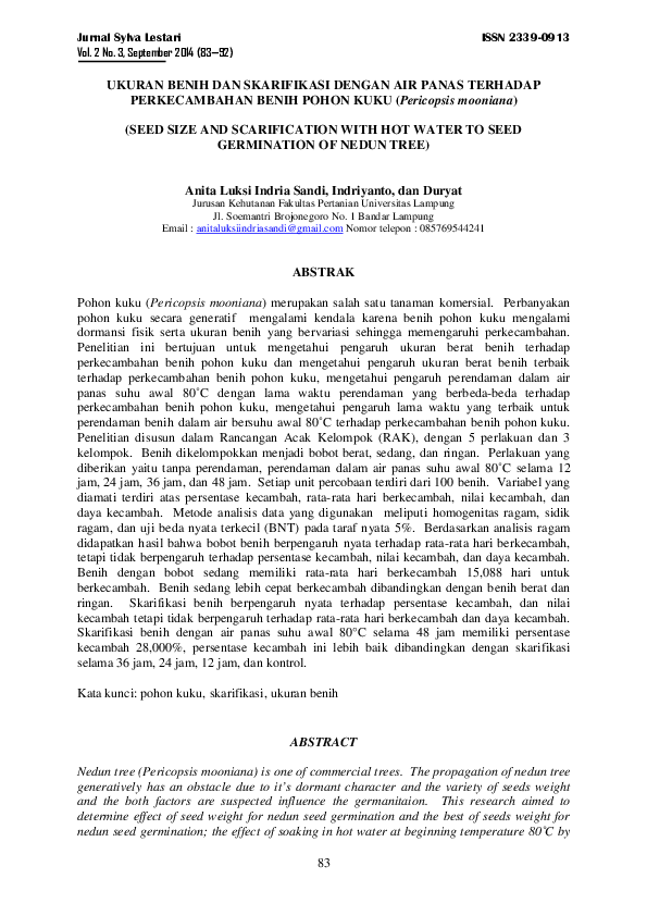 (PDF) Seed Size and Scarification with Hot Water to Seed Germination of ...