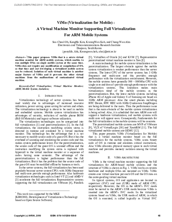 (PDF) ViMo (Virtualization for Mobile): A Virtual Machine Monitor ...