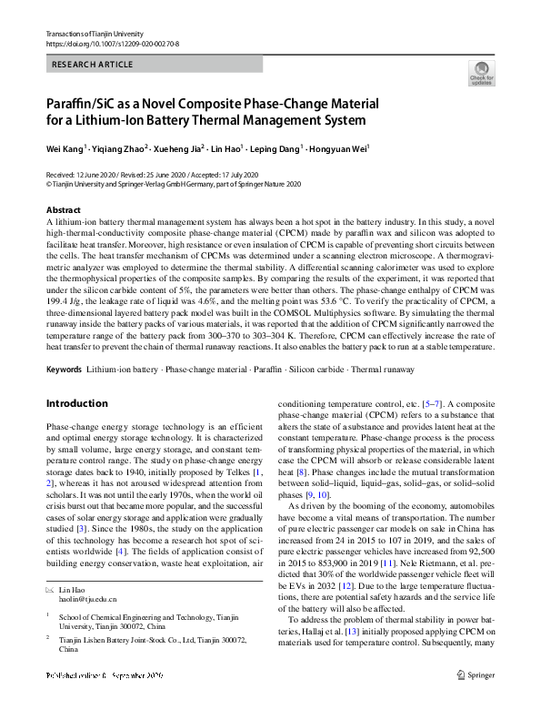 (PDF) Paraffin/SiC as a Novel Composite Phase-Change Material for a ...
